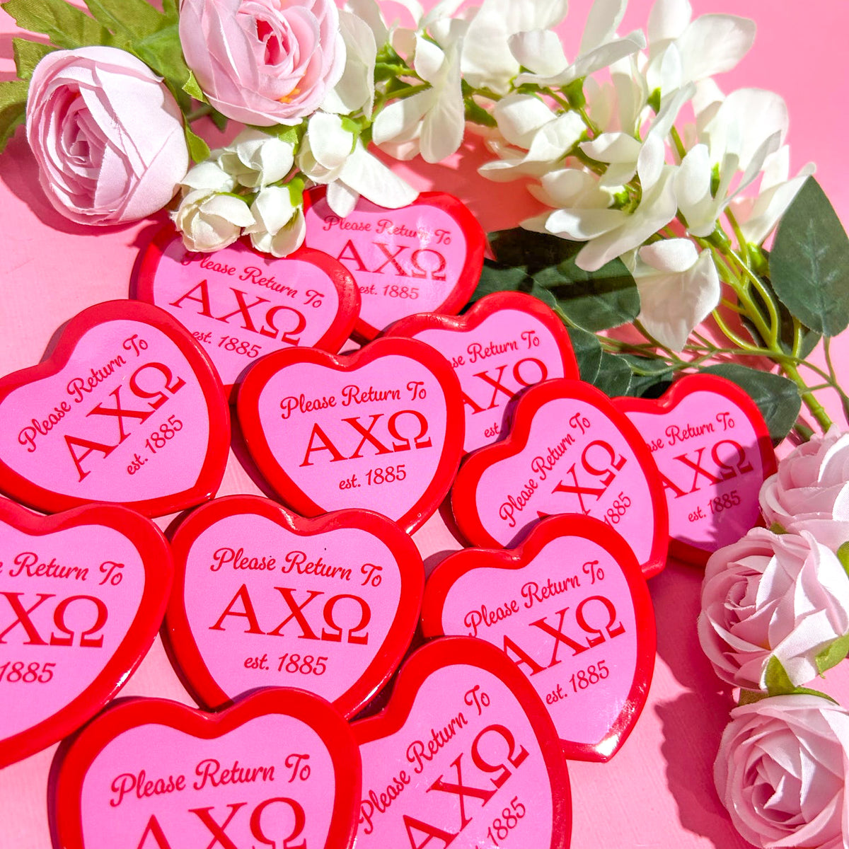 Alpha Chi Omega “Please Return To” Button – Rush Greek Gifts