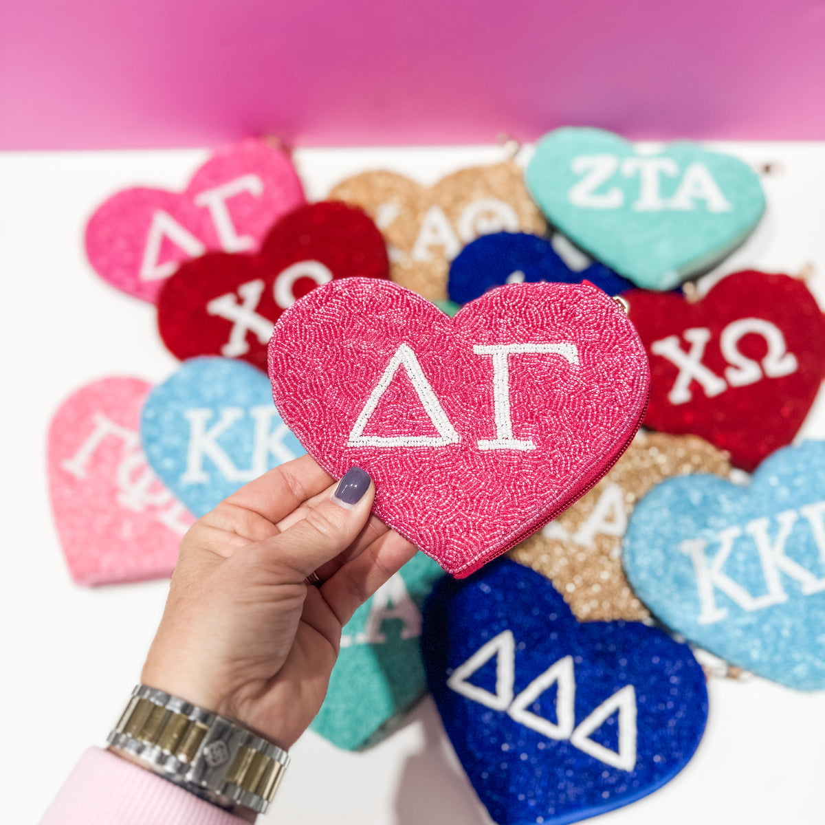 Delta Gamma Heart Beaded Coin Purse – Rush Greek Gifts