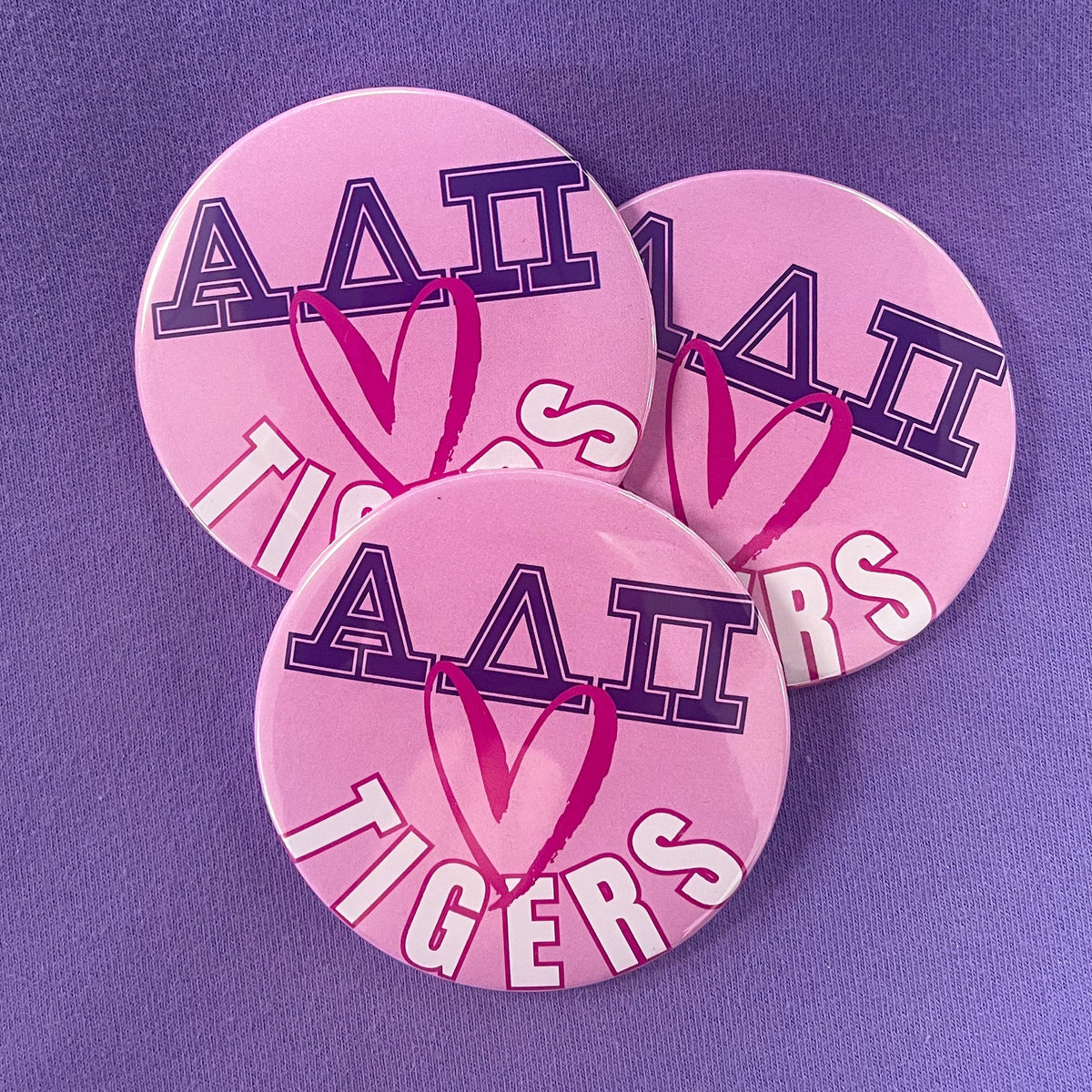 Alpha Delta Pi Heart Tigers Button – Rush Greek Gifts