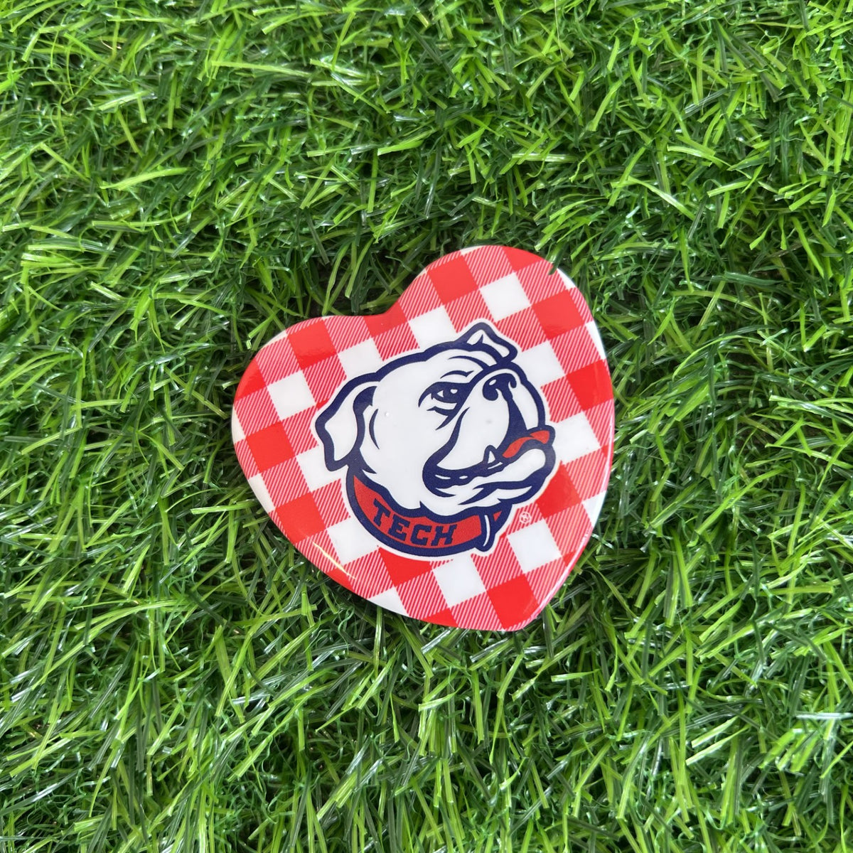 Checkered Heart Tech Button – Rush Greek Gifts